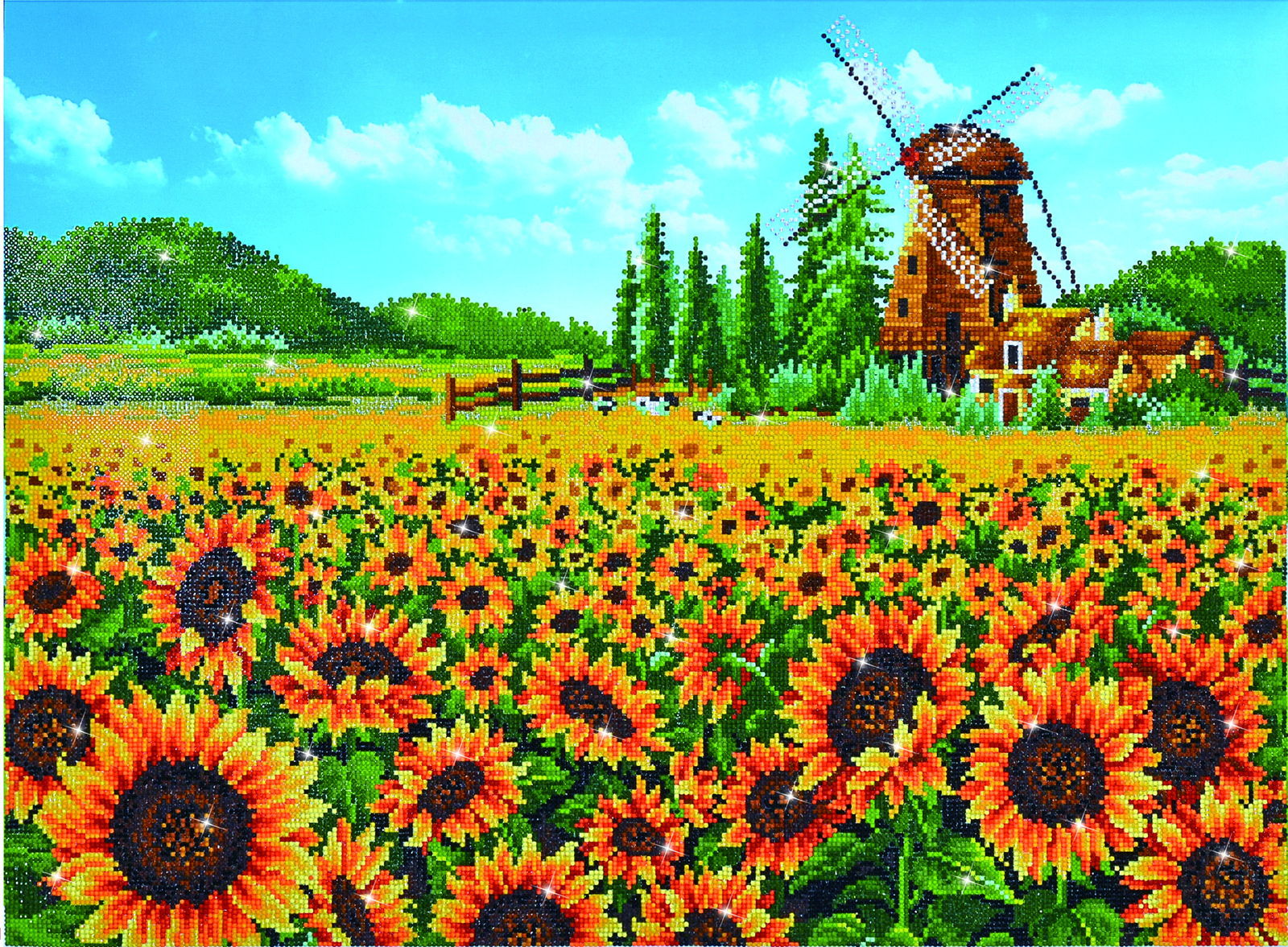 Sunflower Windmill | Diamond Painting Kit Landscape | Diamond Dotz ...
